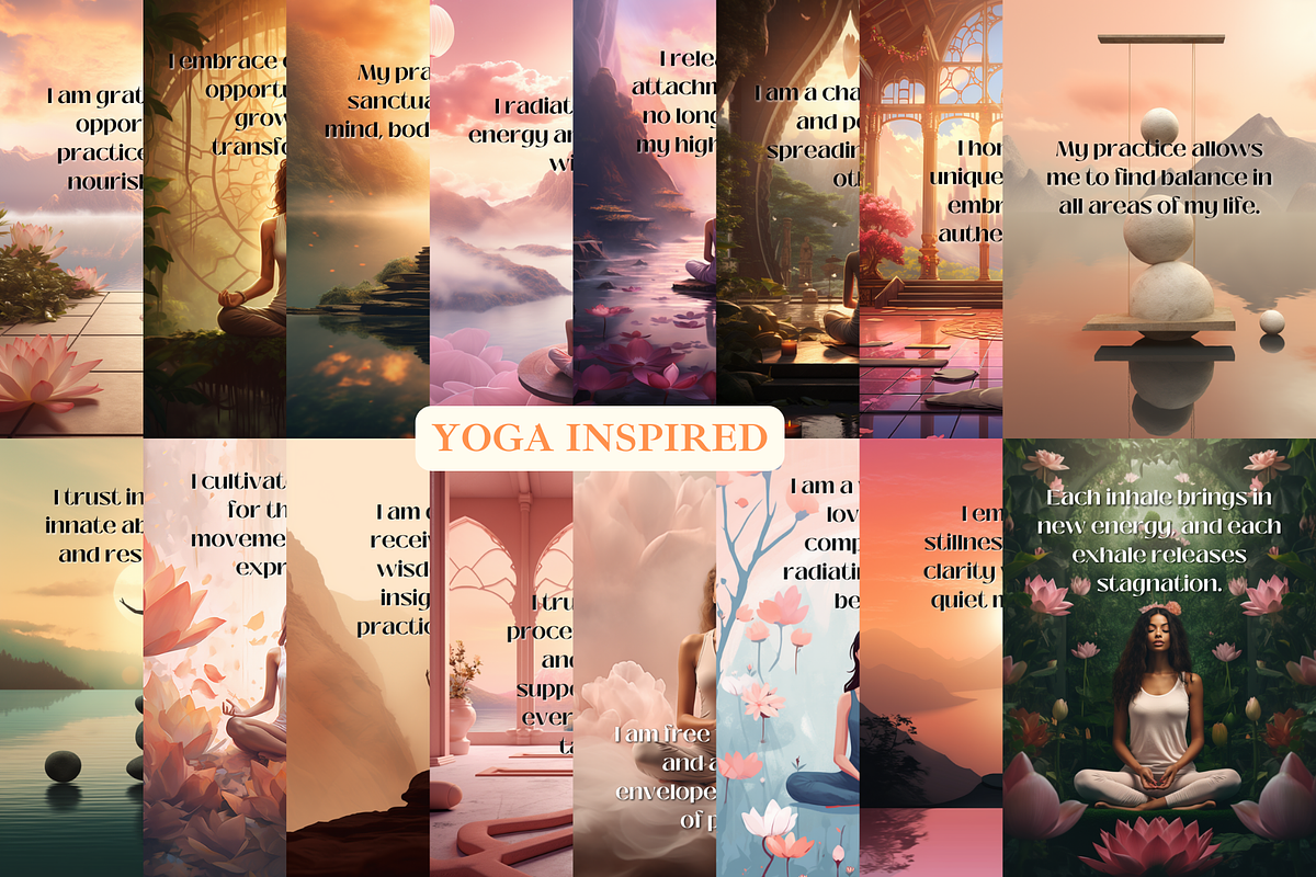 Yoga Affirmation Cards Canva Templat, a Card Template by mkStudioLab