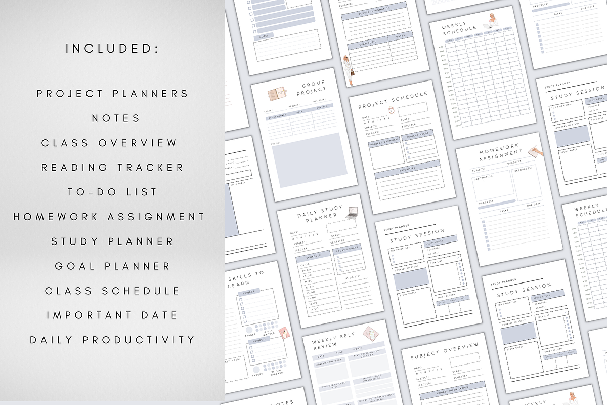 Printable Canva Student Planner PDF, a Stationery Template by BRANDcontent