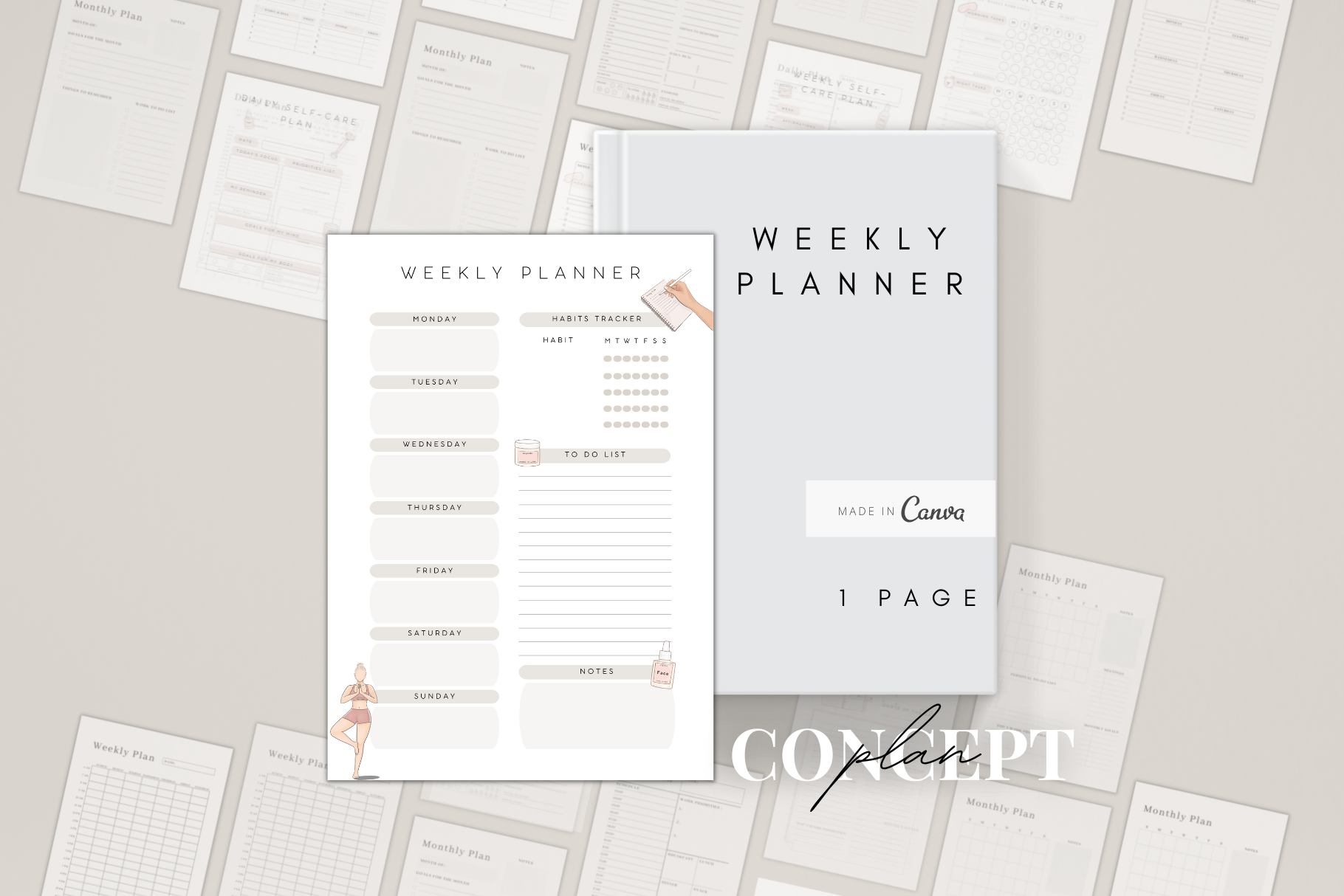 Weekly Planner Page Canva Printable, a Stationery Template by BRANDcontent