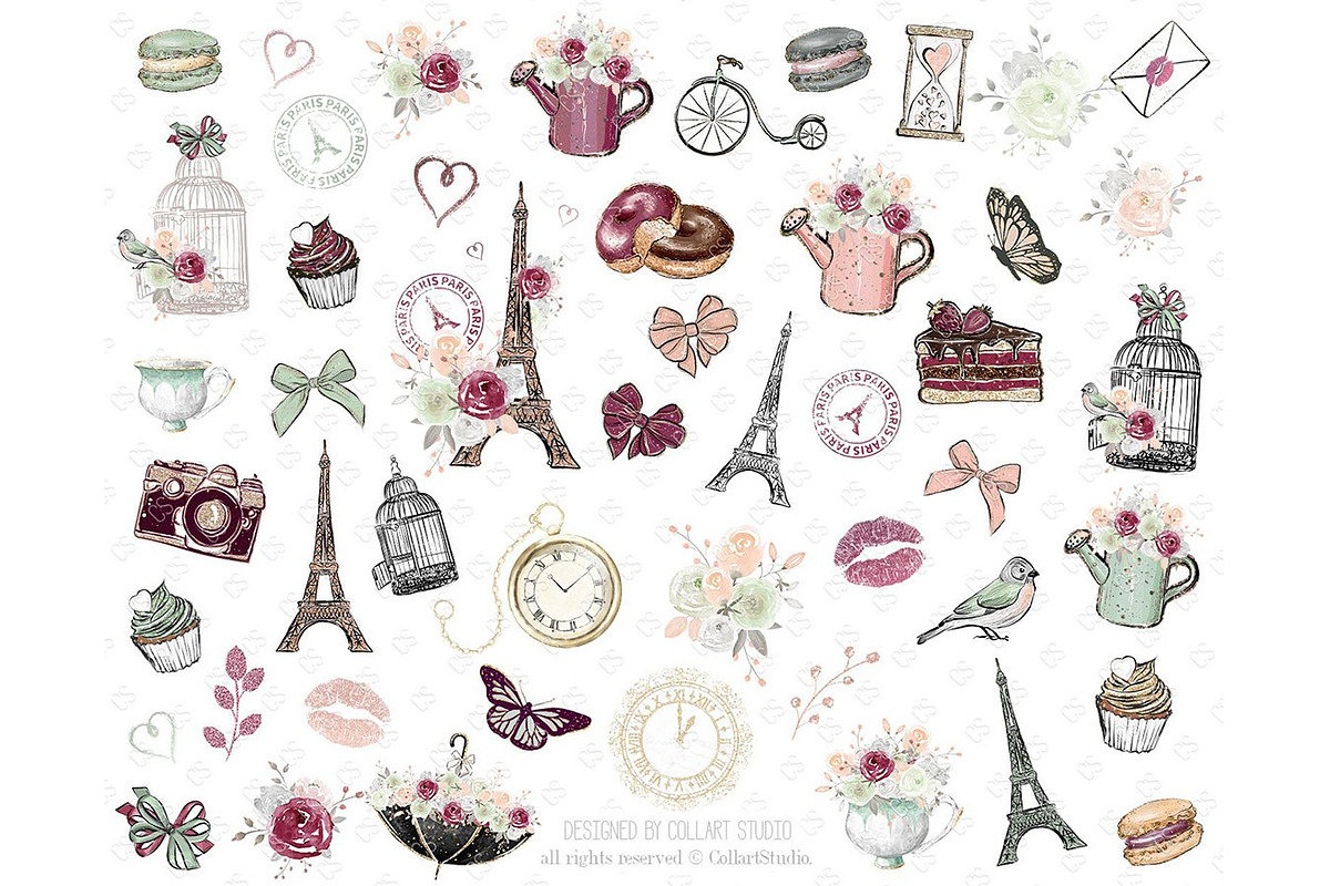 Paris clipart set, an Illustration by Collart Studio