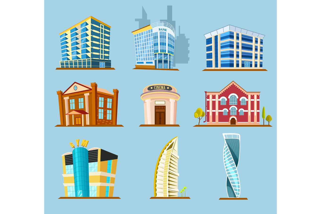 Various buildings construction vector icon | Education Illustrations ...