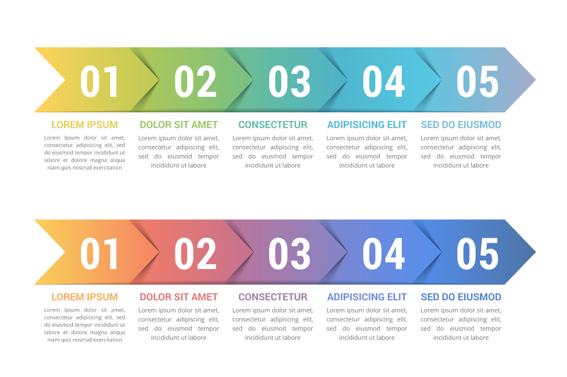 Process Diagram with Five Arrows | Graphics ~ Creative Market