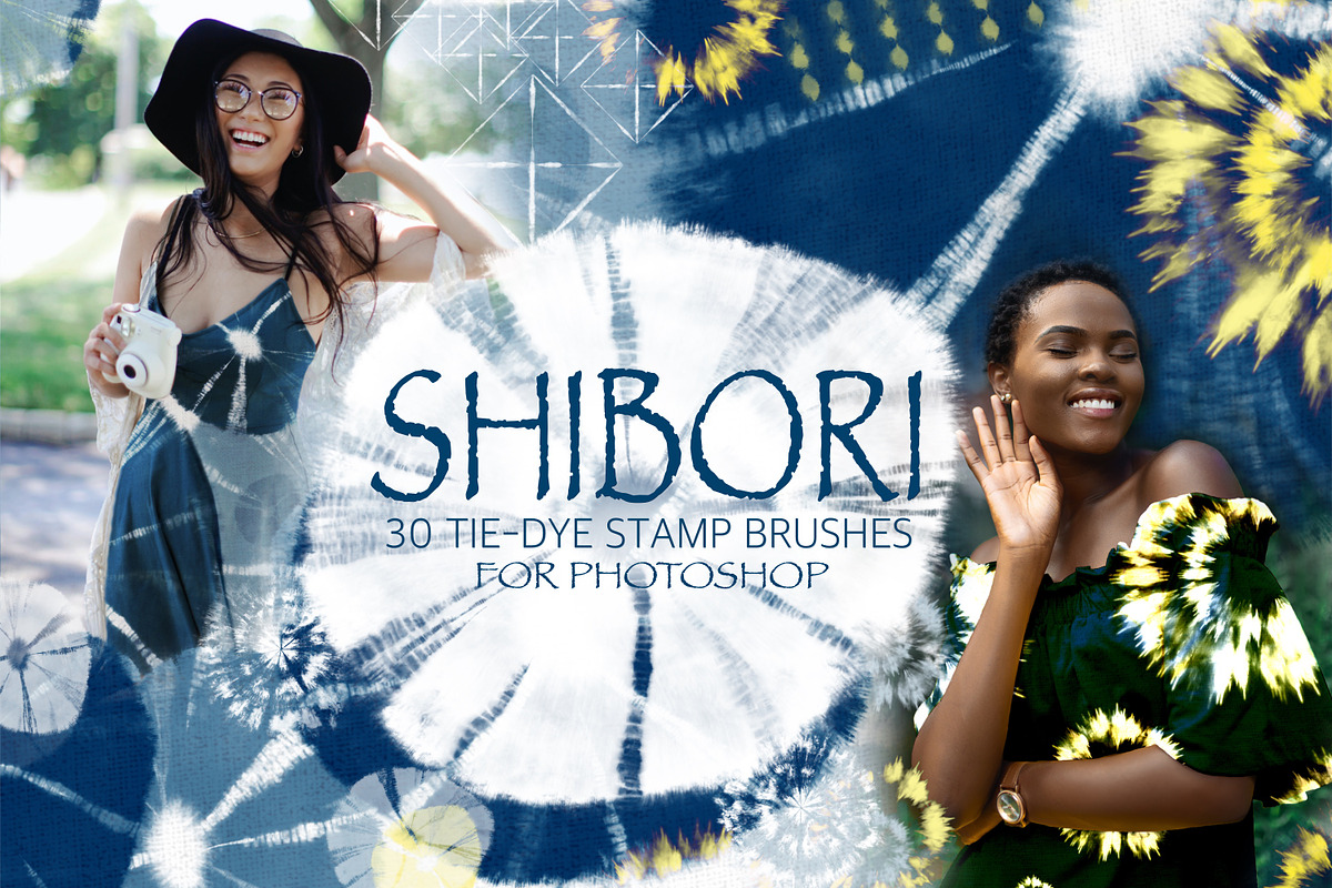 Shibori Watercolor Tie Dye Stamps, a Brush Add-On by OlgaRom