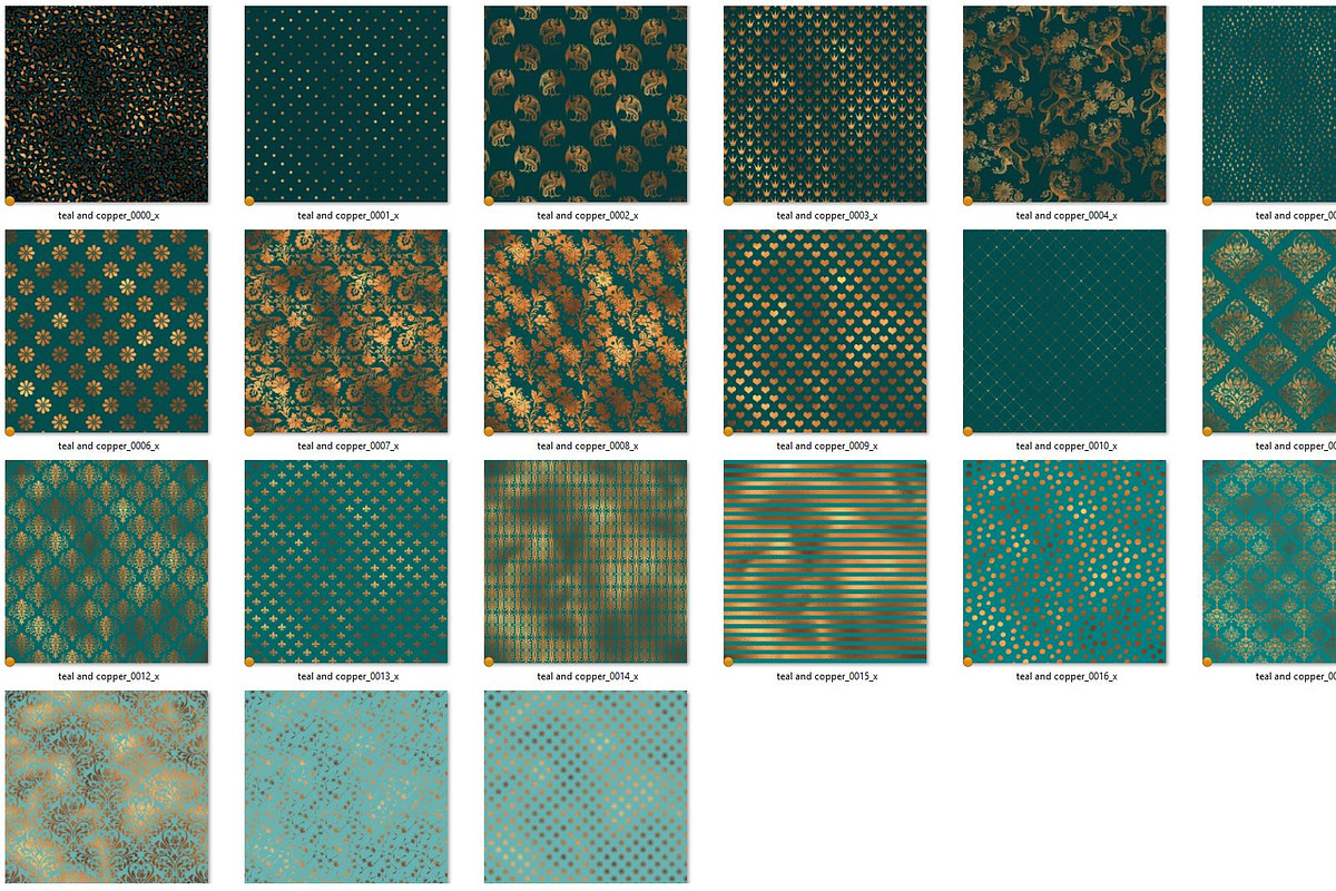 Teal and Copper Digital Paper, a Pattern Graphic by Digital Curio