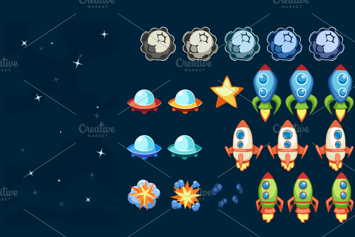 Asteroids Game Pack, a Graphic by AhNinniah