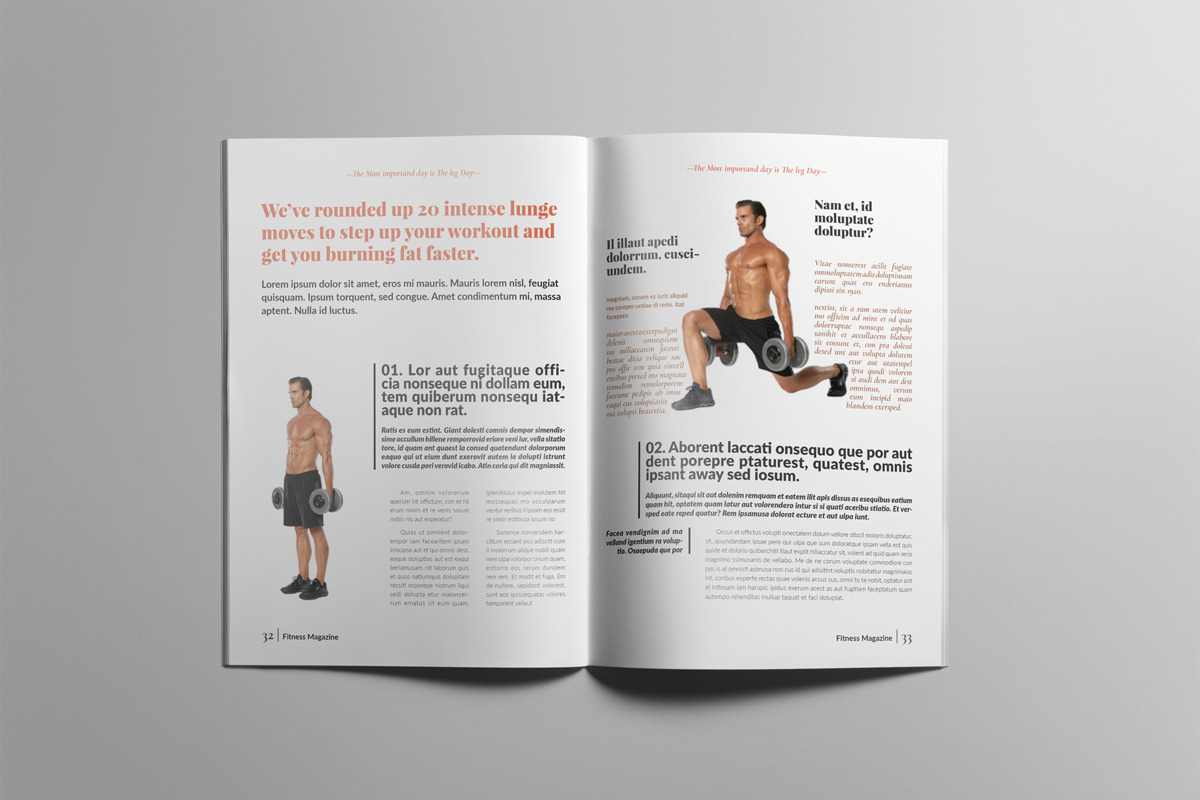 Fitness Magazine Layout Template | Creative Market