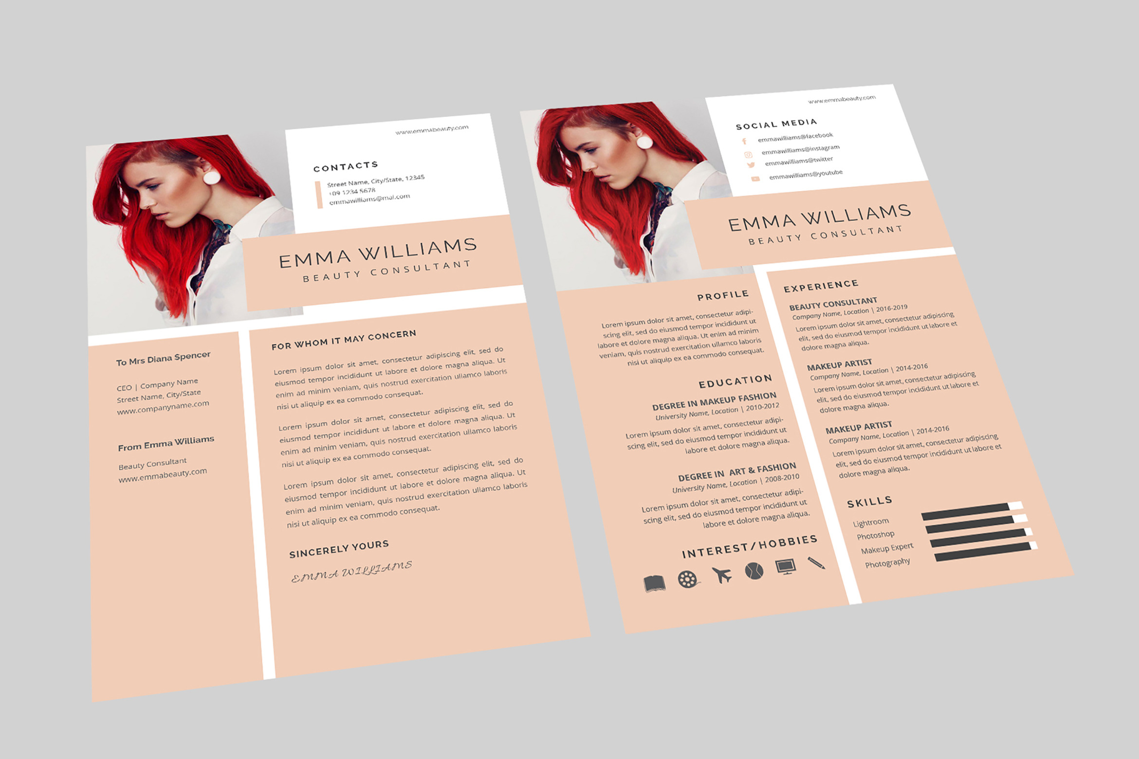 Emma Beauty Resume Designer, a Resume Template by AQR Studio