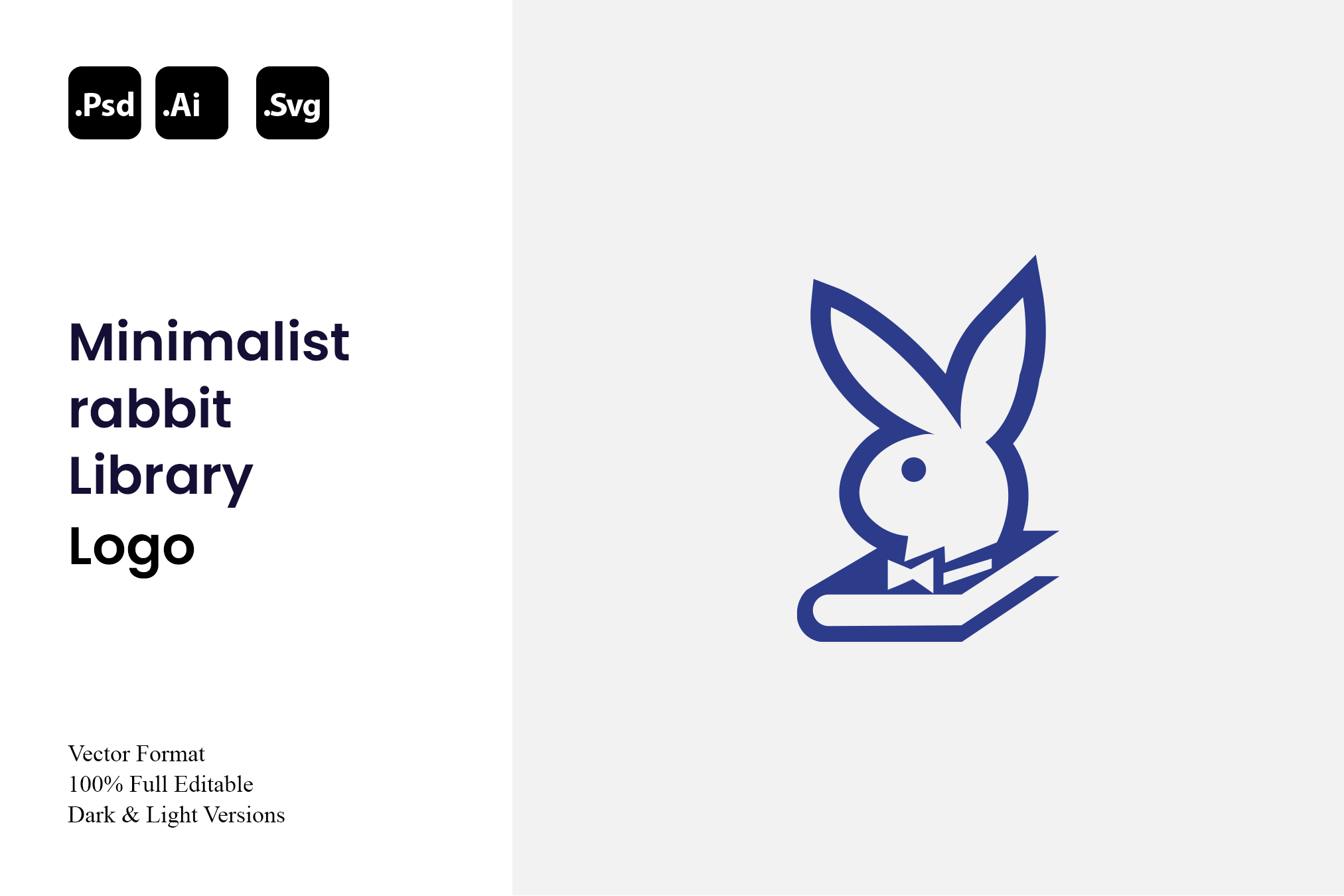 Minimalist Rabbit Library Logo