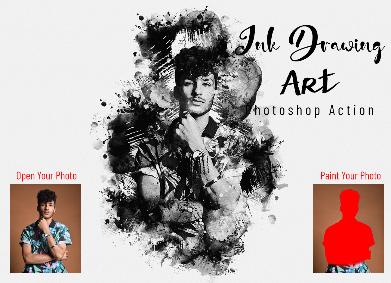 Ink Drawing Art Photoshop Action, an Action Add-On by Studio Retouch
