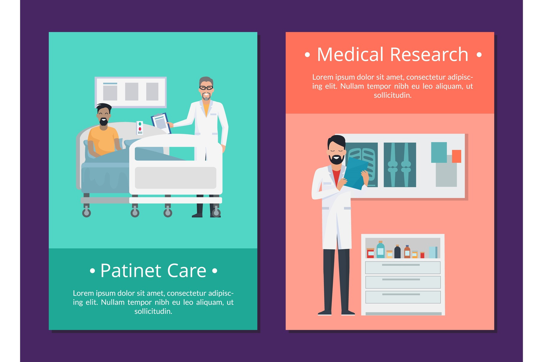 Patient Care &Medical Research Vector Illustration, a Healthcare ...
