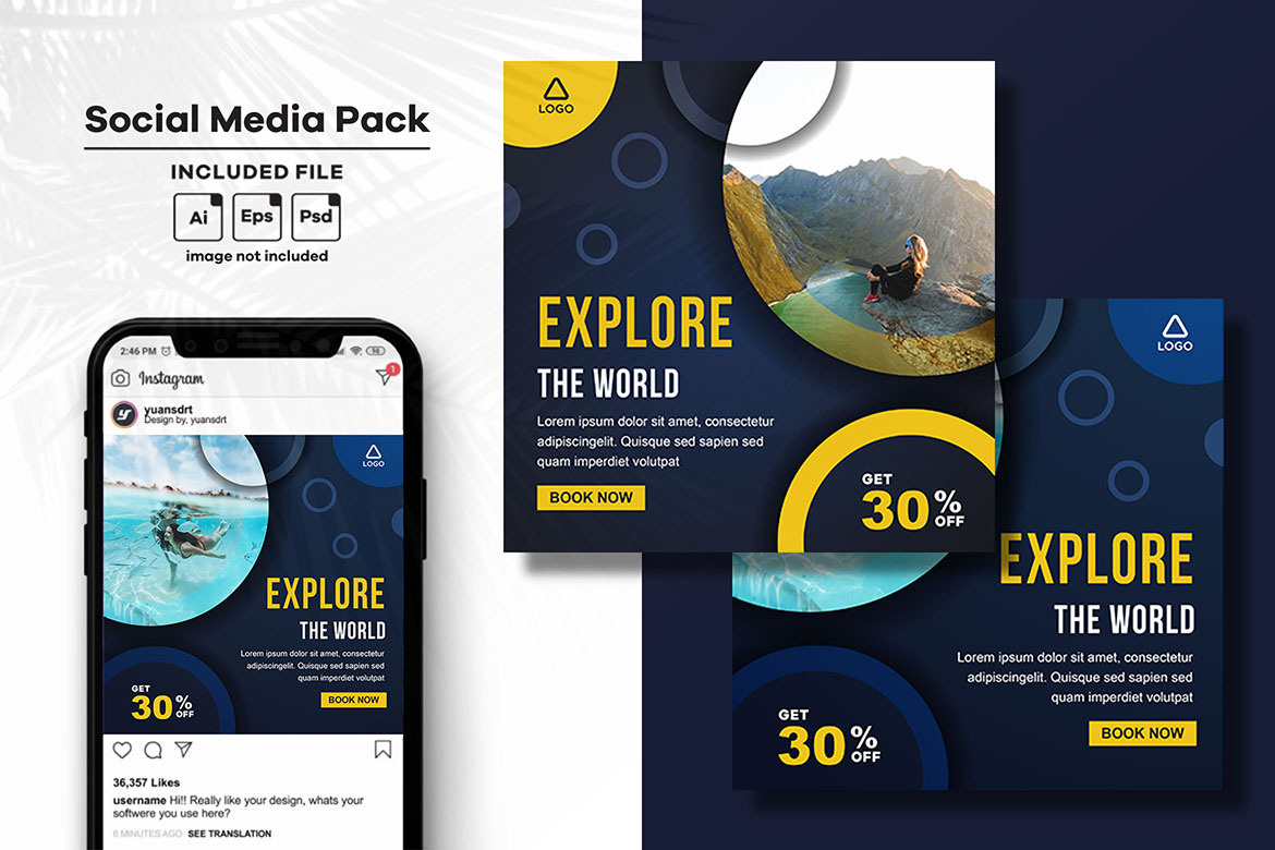 Travel Social Media Post Template, a Social Media Template by yuanesei ...