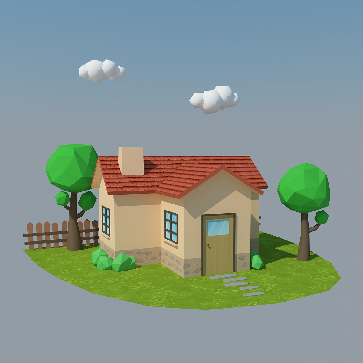 Low Poly House 4, an Architecture 3D Model by XYZ Space | Creative Market