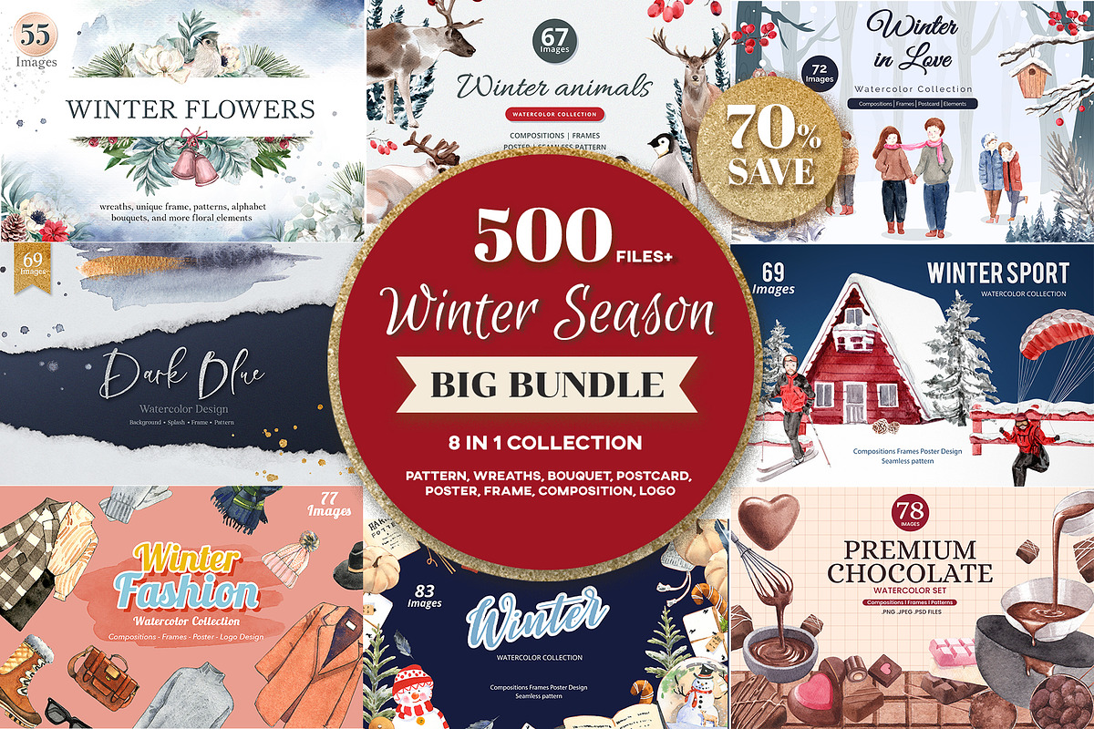 Winter season Bundles, an Animal Illustration by CreativeValuation