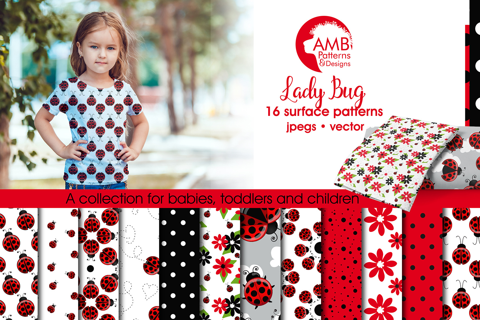 Ladybug Papers, AMB-1928 | Graphic Patterns ~ Creative Market
