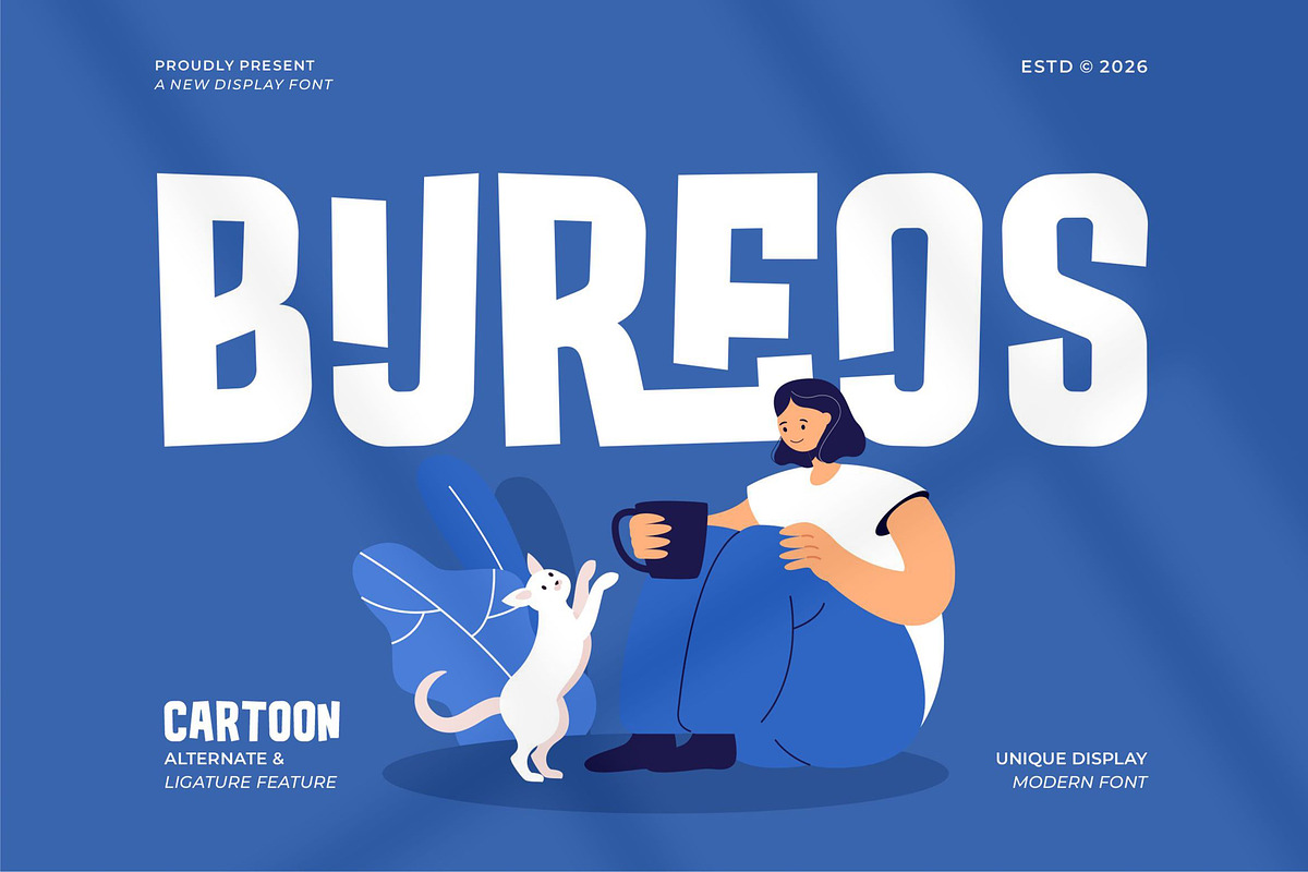 Bureos | Modern Playful Display Font, a Handwritten Font by Ermedia Studio