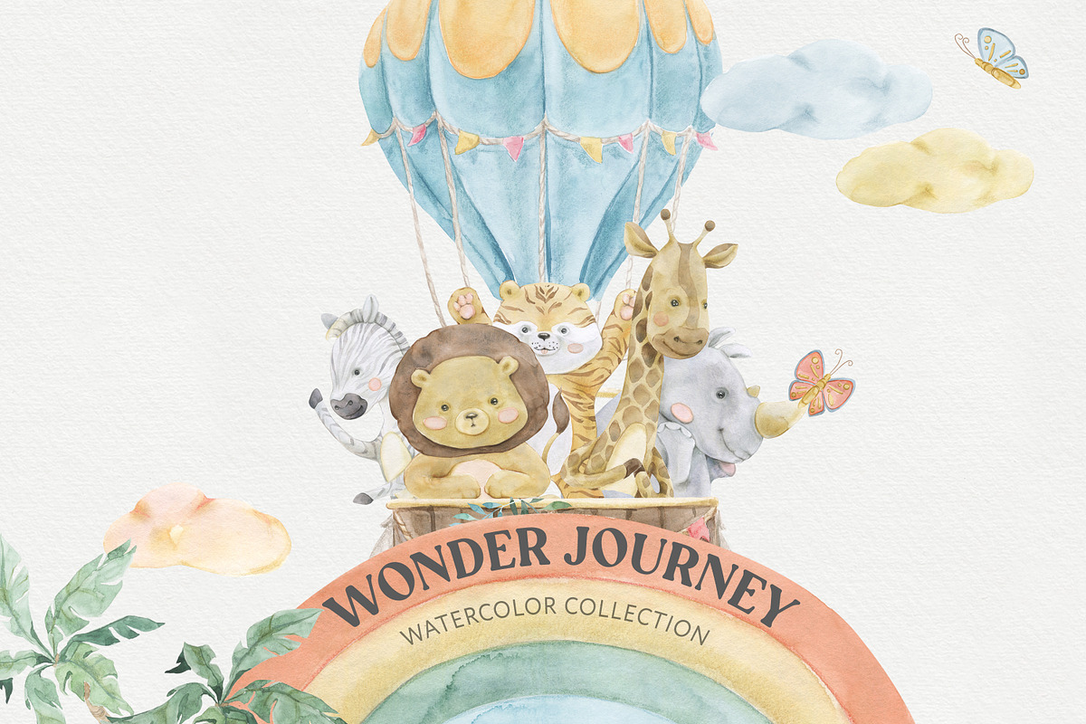 Watercolor Floral Baby Animals Bundle