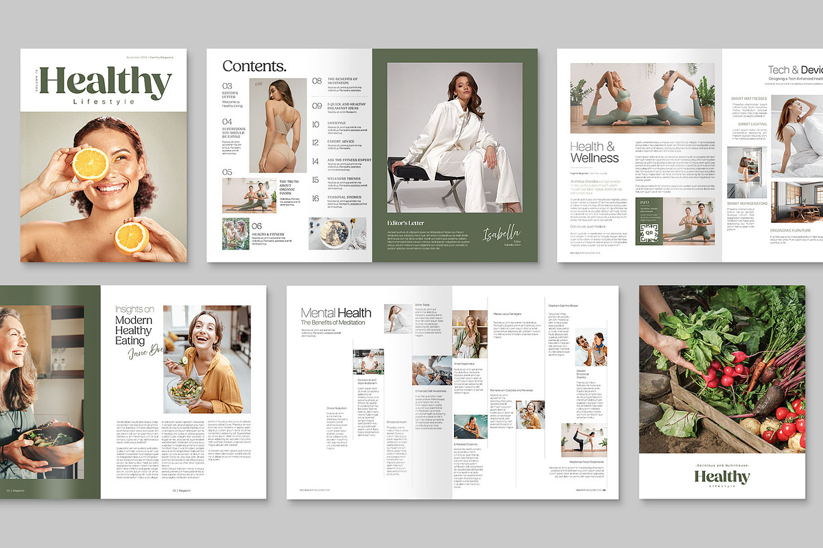 Healthy Lifestyle Magazine Template, a Magazine Template by BrandPacks ...