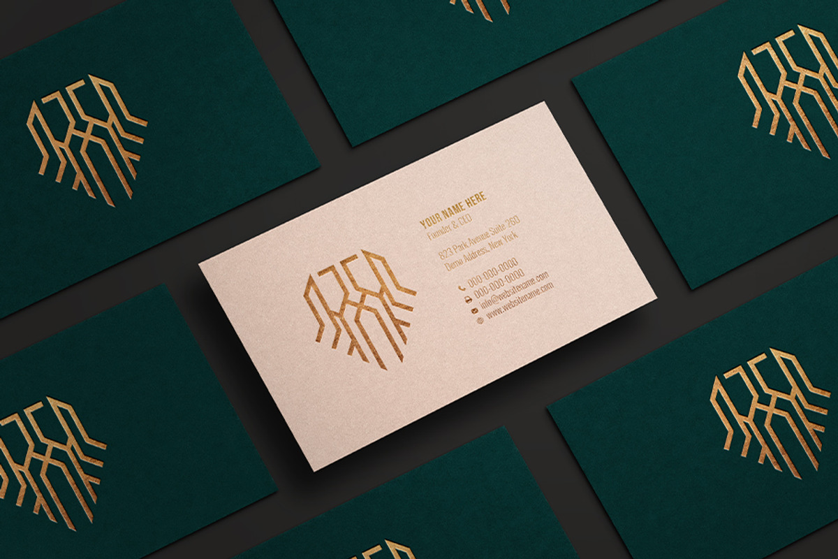 20 Gold Foil Business Card Mockup