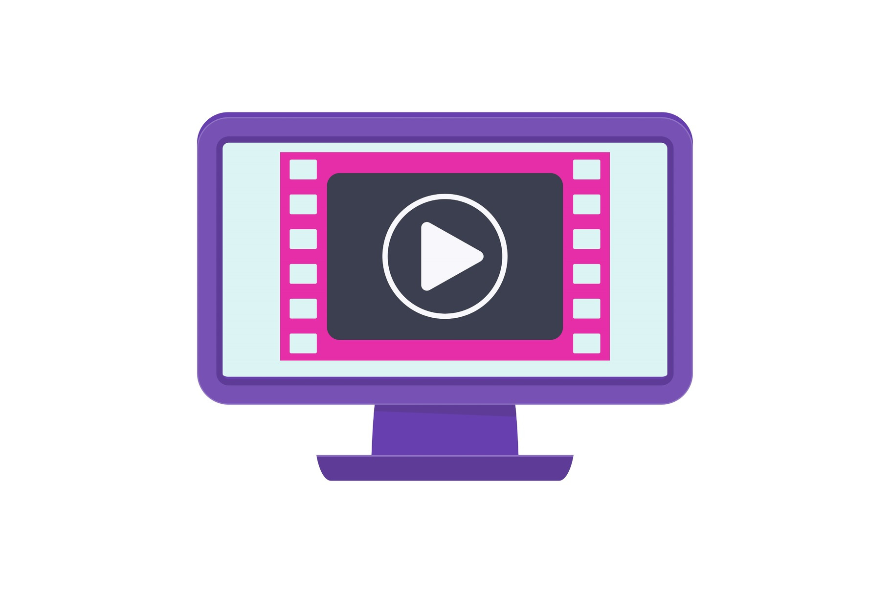 Monitor with video clip on screen, a Technology Illustration by Quarta