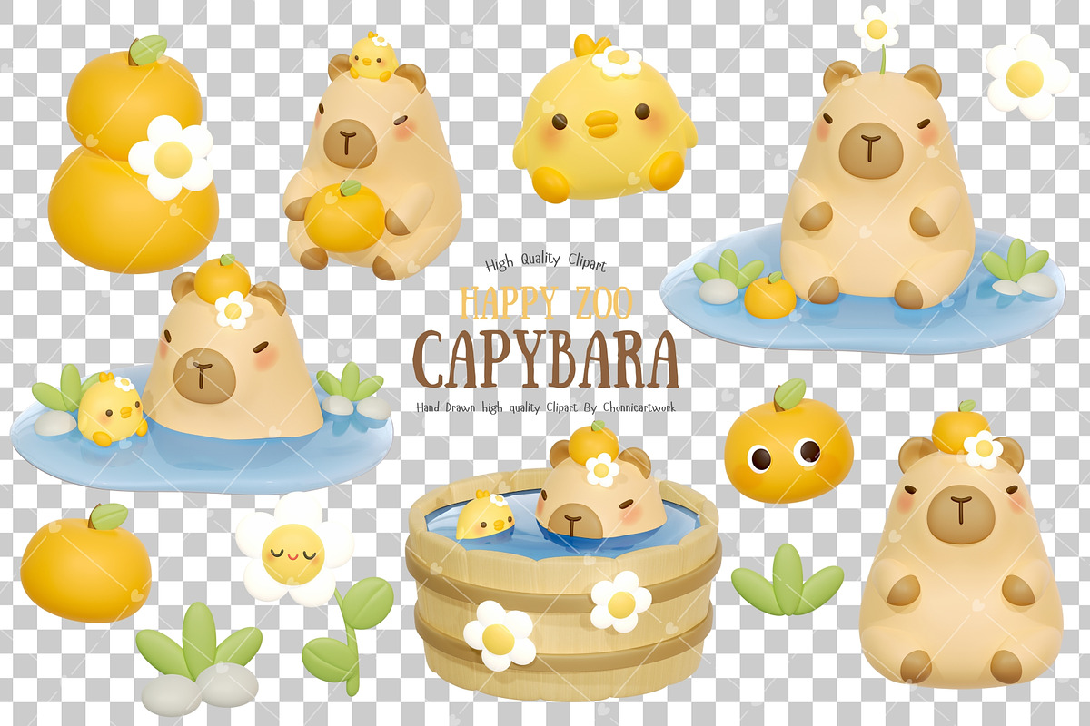 3D Groovy Capybara Clipart PNG, an Animal Illustration by Chonnieartwork