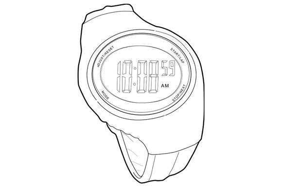 Sports Watch Line Drawing, an Illustration by patrimonio