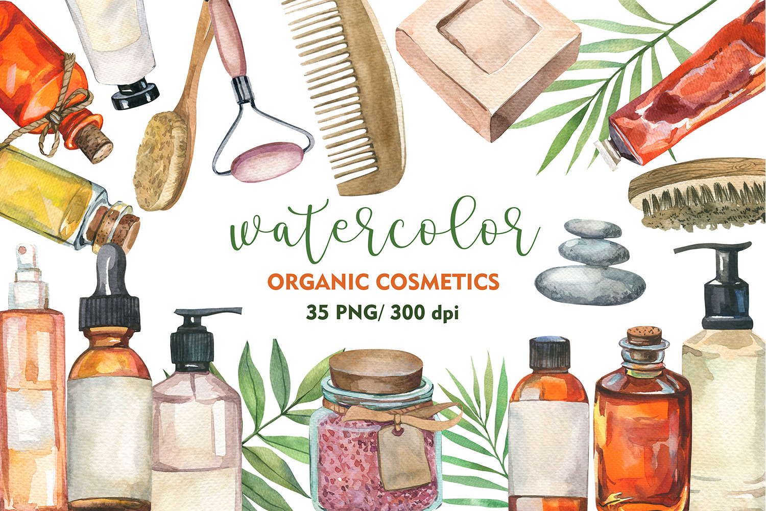 Watercolor Spa Clipart, Beauty Clipart