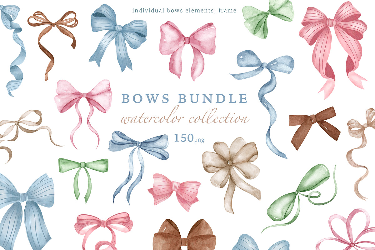 Watercolor Bows Ribbon Bundle, a Decorative Illustration by Ooh Lily