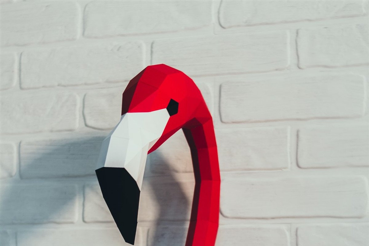DIY Flamingo Head 3D model template, a Graphic by PolyFish