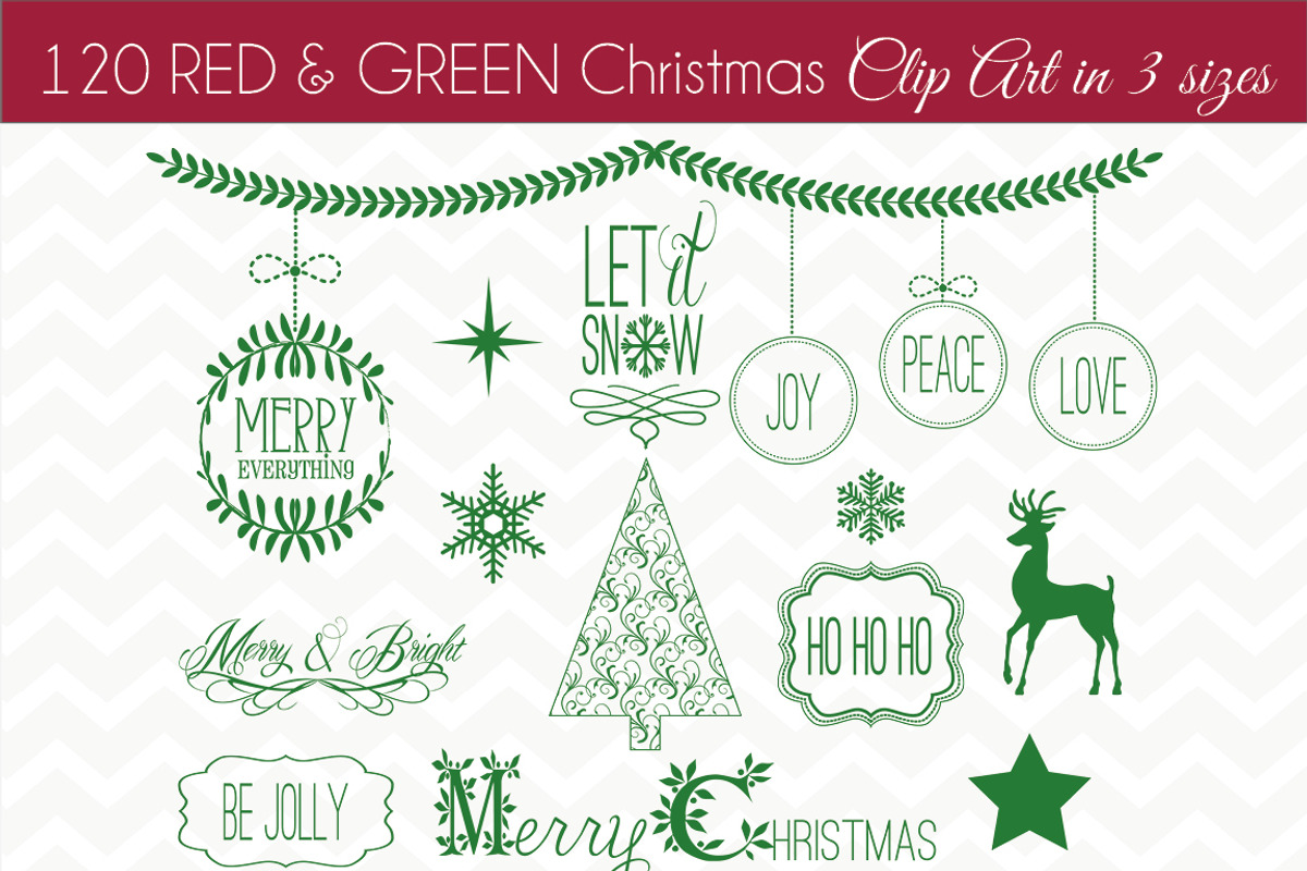 RED & GREEN CHRISTMAS CLIPART, an Illustration by Artfanaticus