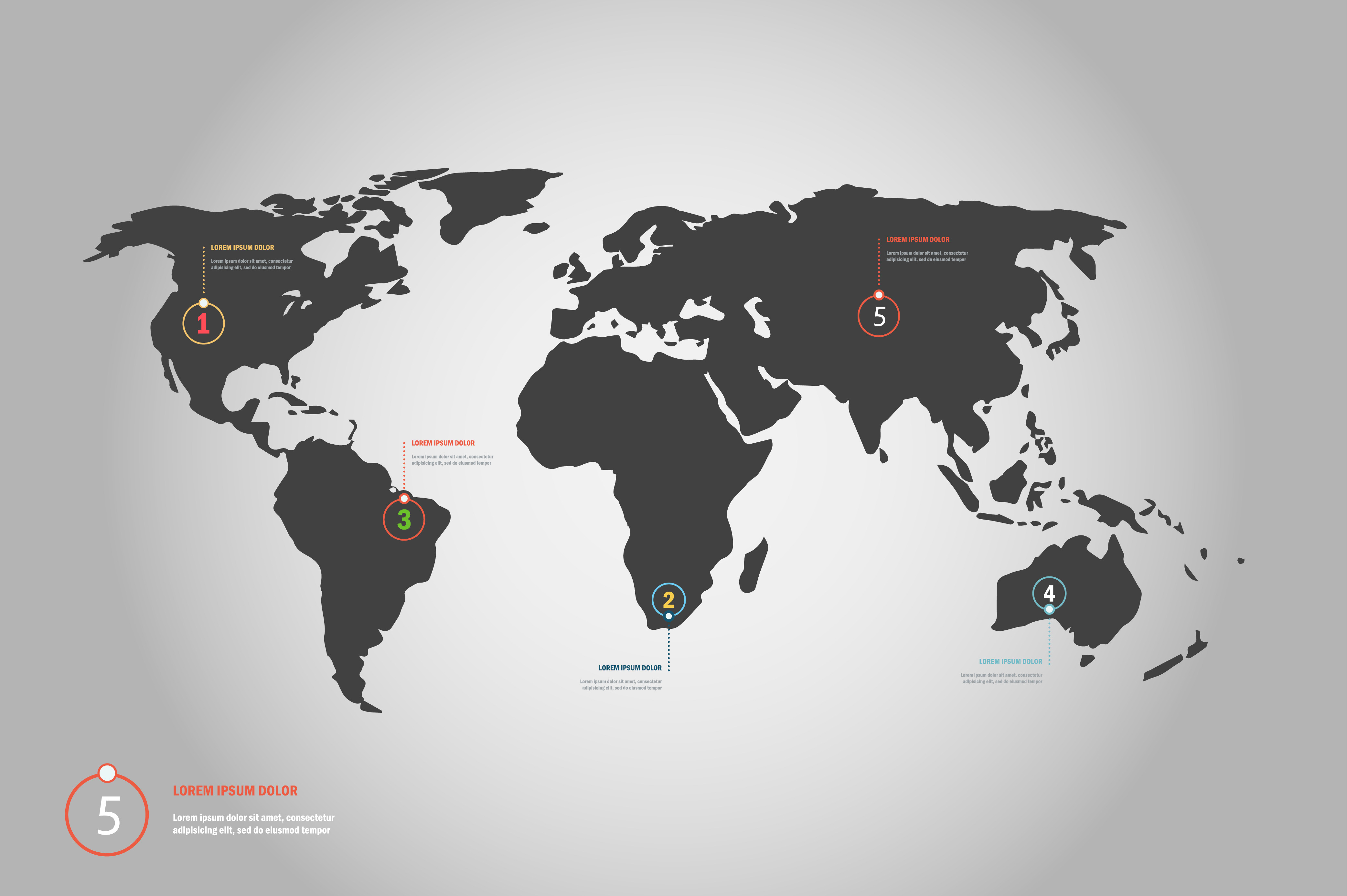 Grey world map | Graphic Objects ~ Creative Market