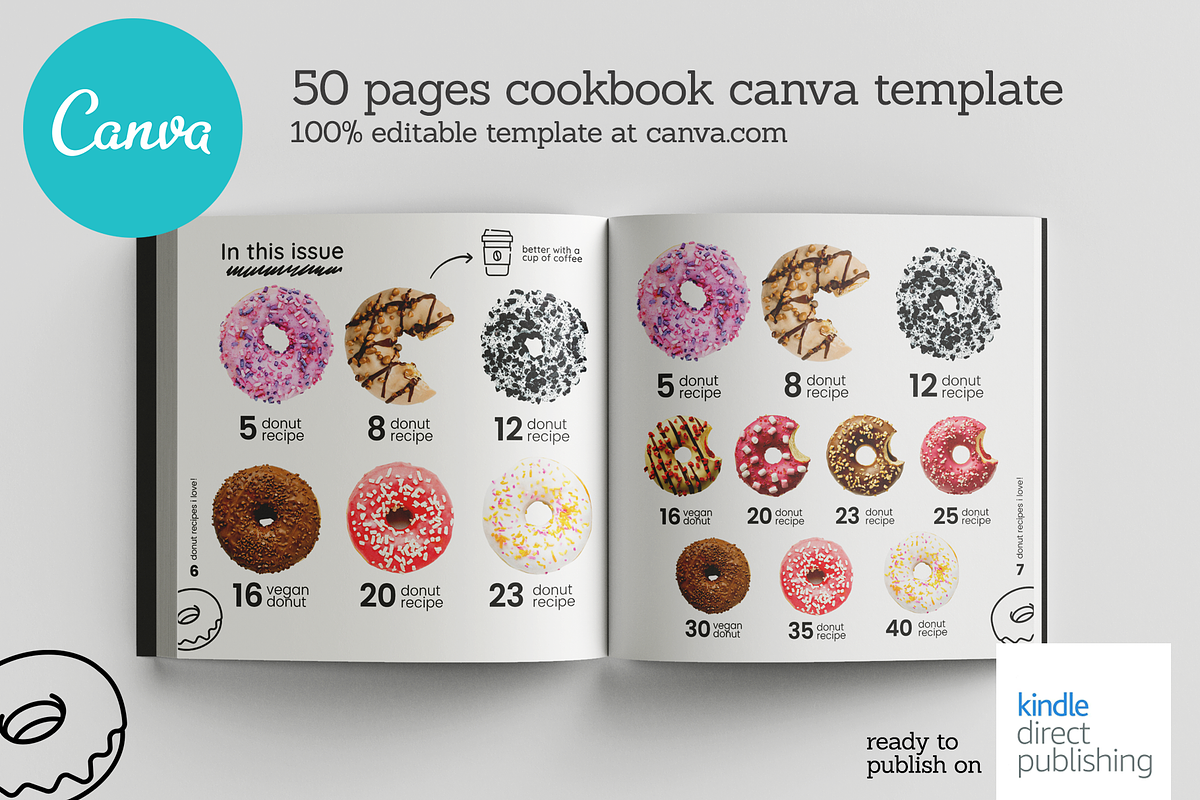 Square Donuts Recipes Canva Template, a Templates & Theme by DeLaGranSiete