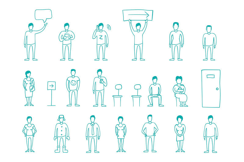Set vector draw people | People Illustrations ~ Creative Market