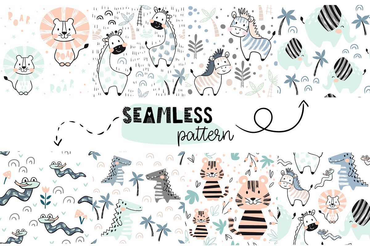 Kids Summer Bundle pattern & clipart, a Pattern Graphic by MeadowFox