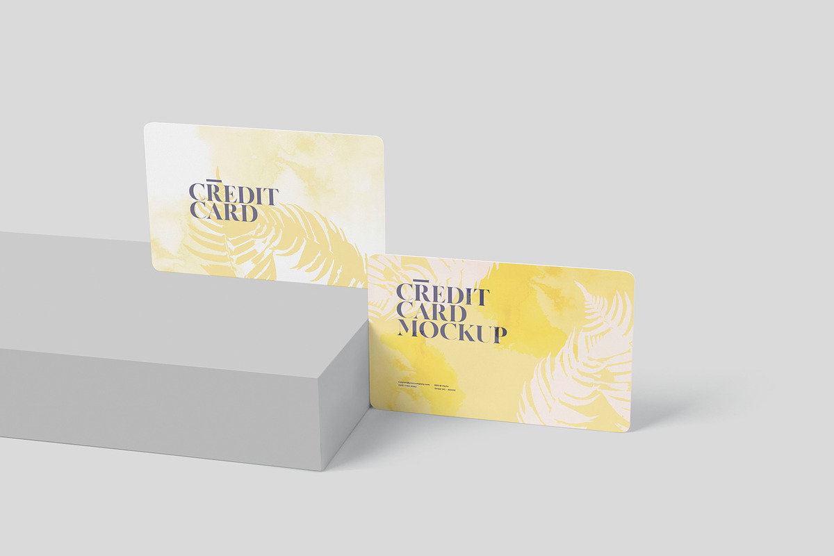 Horizontal Credit Card Mockup Set, a Product Mockup by GfxFoundry
