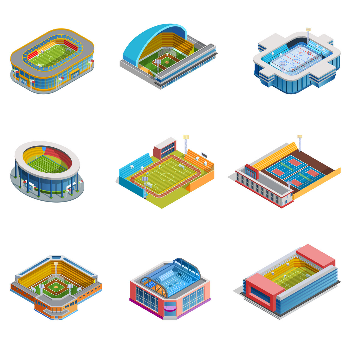 Different sport stadiums images, an Icon by Macrovector | Creative Market