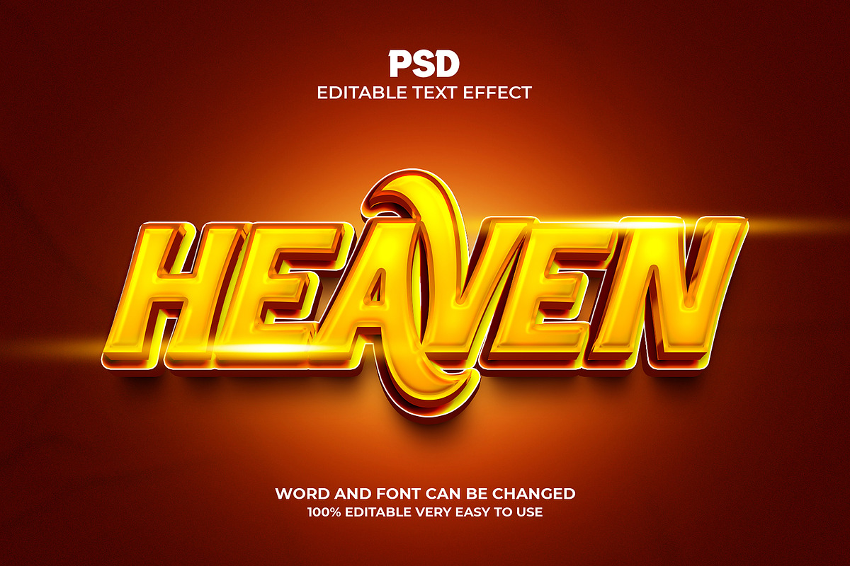 Heaven 3d editable text effect, a Layer Style Add-On by Design Fly