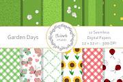 Garden digital paper, a Pattern Graphic by MockTurtleStudio