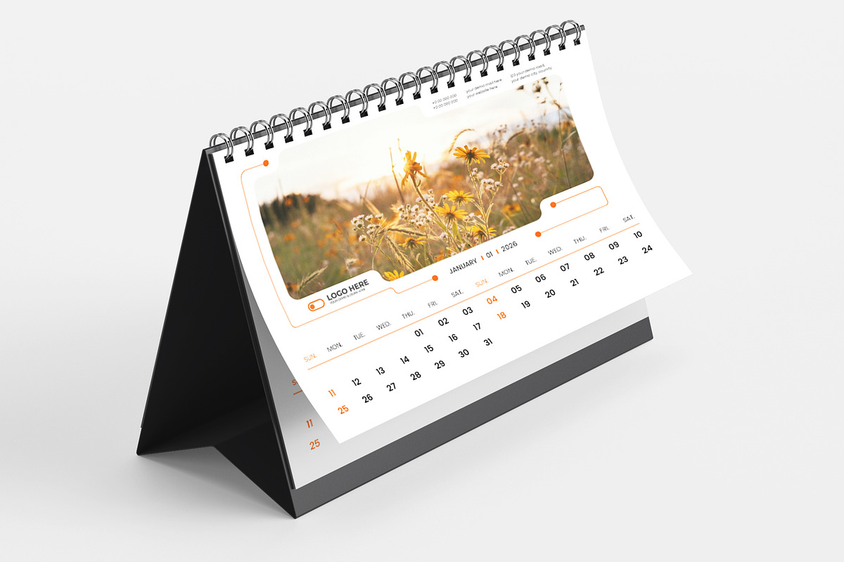 2026 desk calendar design template, a Stationery Template by Tanmoy Topu