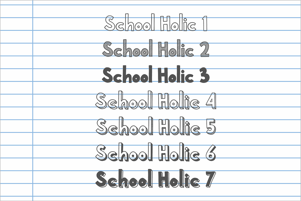 School Holic | 7 Font Styles + Bonus, a Script Font by Orenari