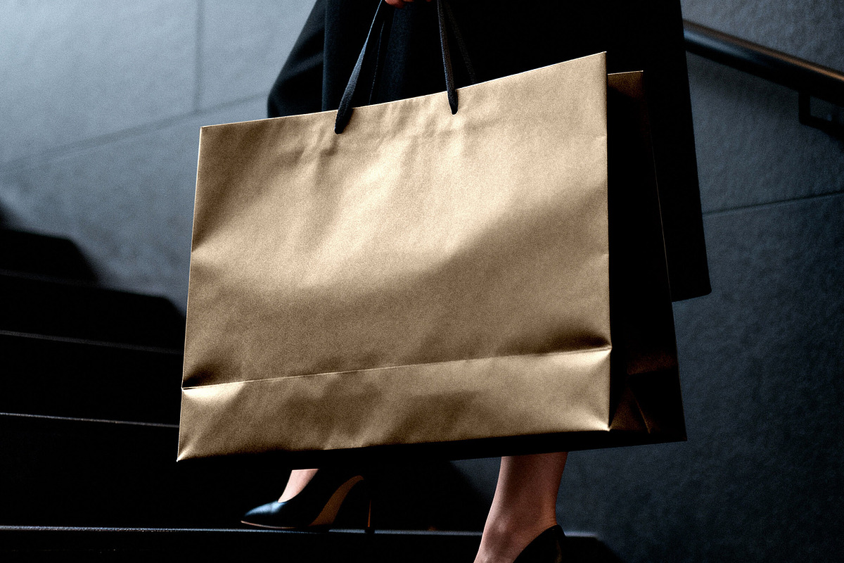 Shopping Paper Bag Mockup, a Packaging Mockup by Design Squad