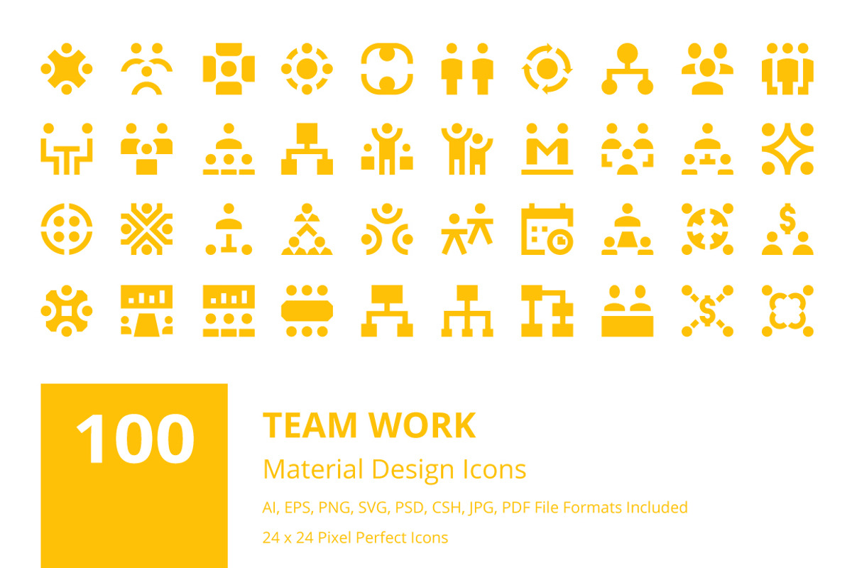 100 Team Work Material Design Icons, an Icon by Creative Stall