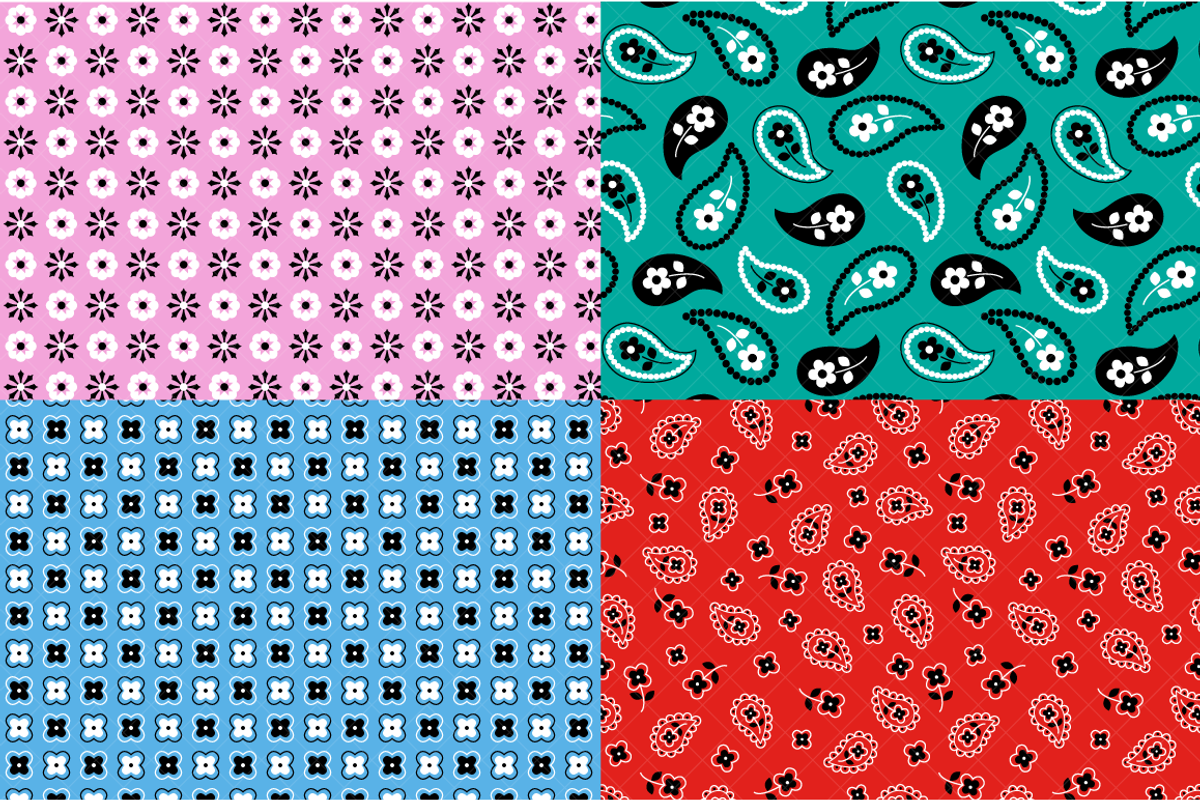 Seamless Bandana Patterns, a Pattern Graphic by Melissa Held Designs