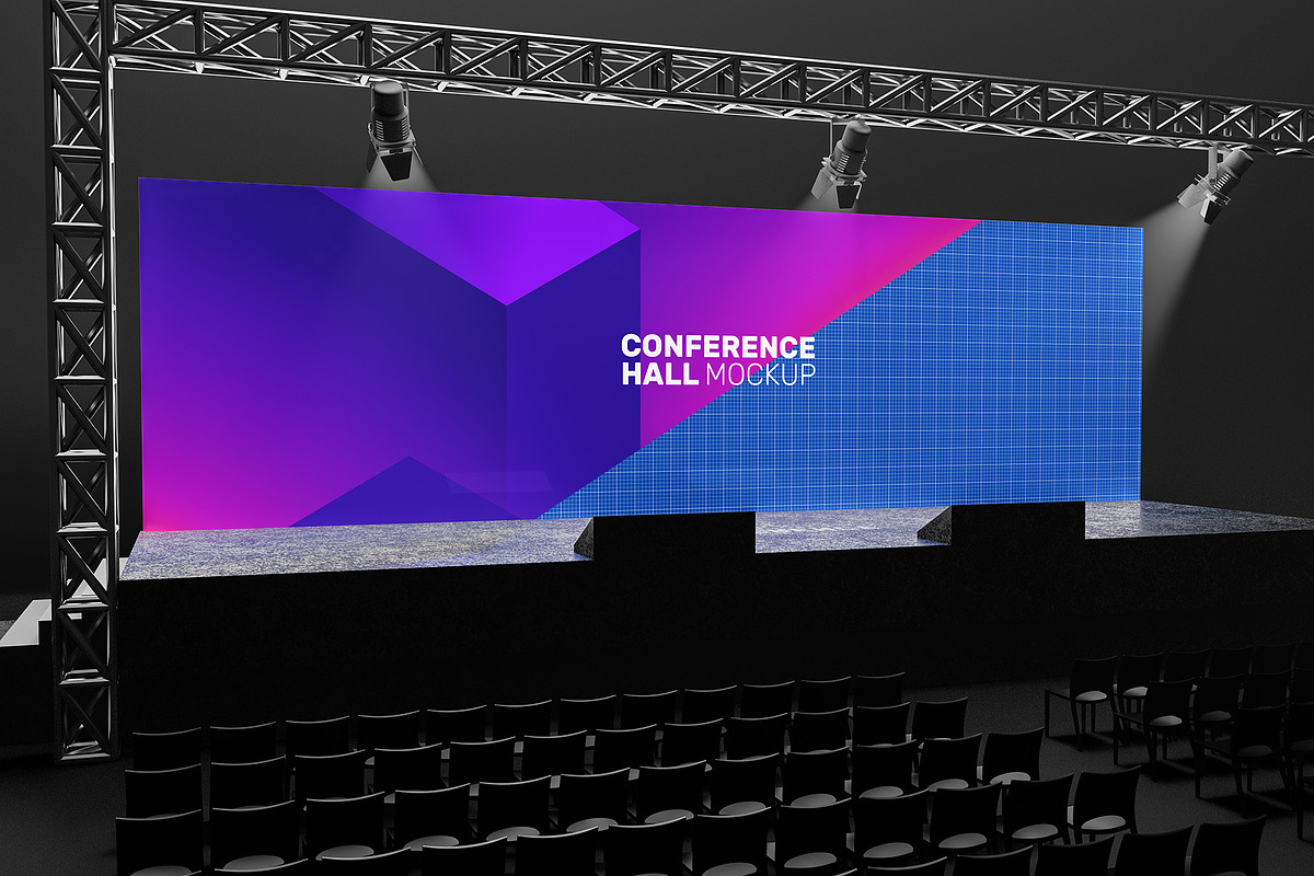 Conference Hall Screen Mockup, a Product Mockup by Illusiongraphic
