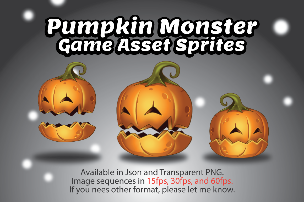 Pumpkin Monster Game Sprites, an Illustration by Heavtryq Design
