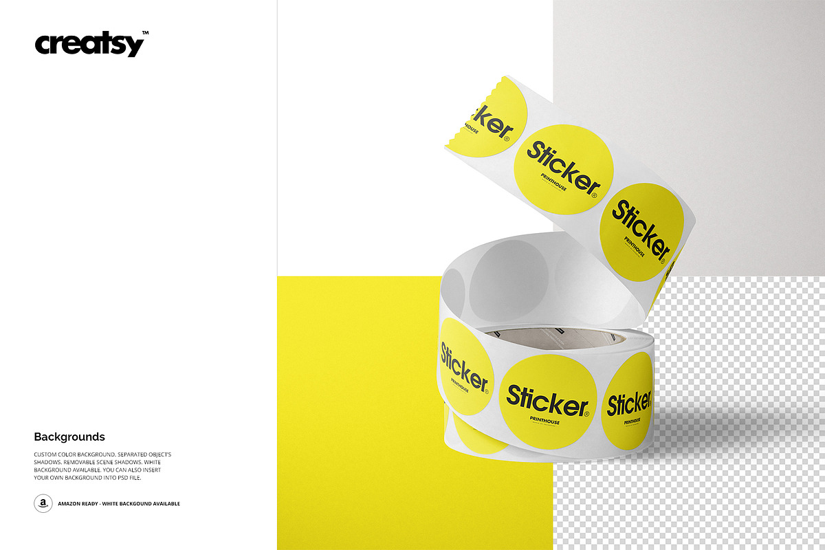 Round Roll Stickers Mockup Set, a Household Mockup by creatsy5