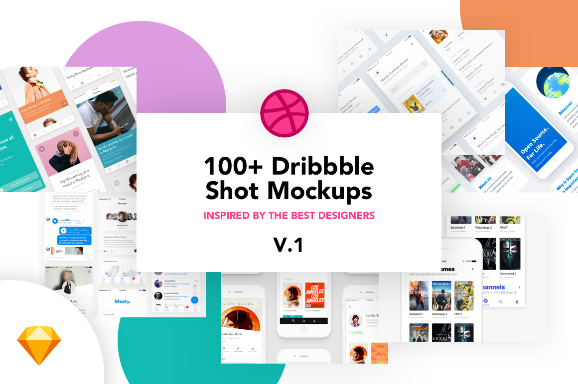 100+ Dribbble Shot Mockups v.1, a Mockup by riccardo.marconato