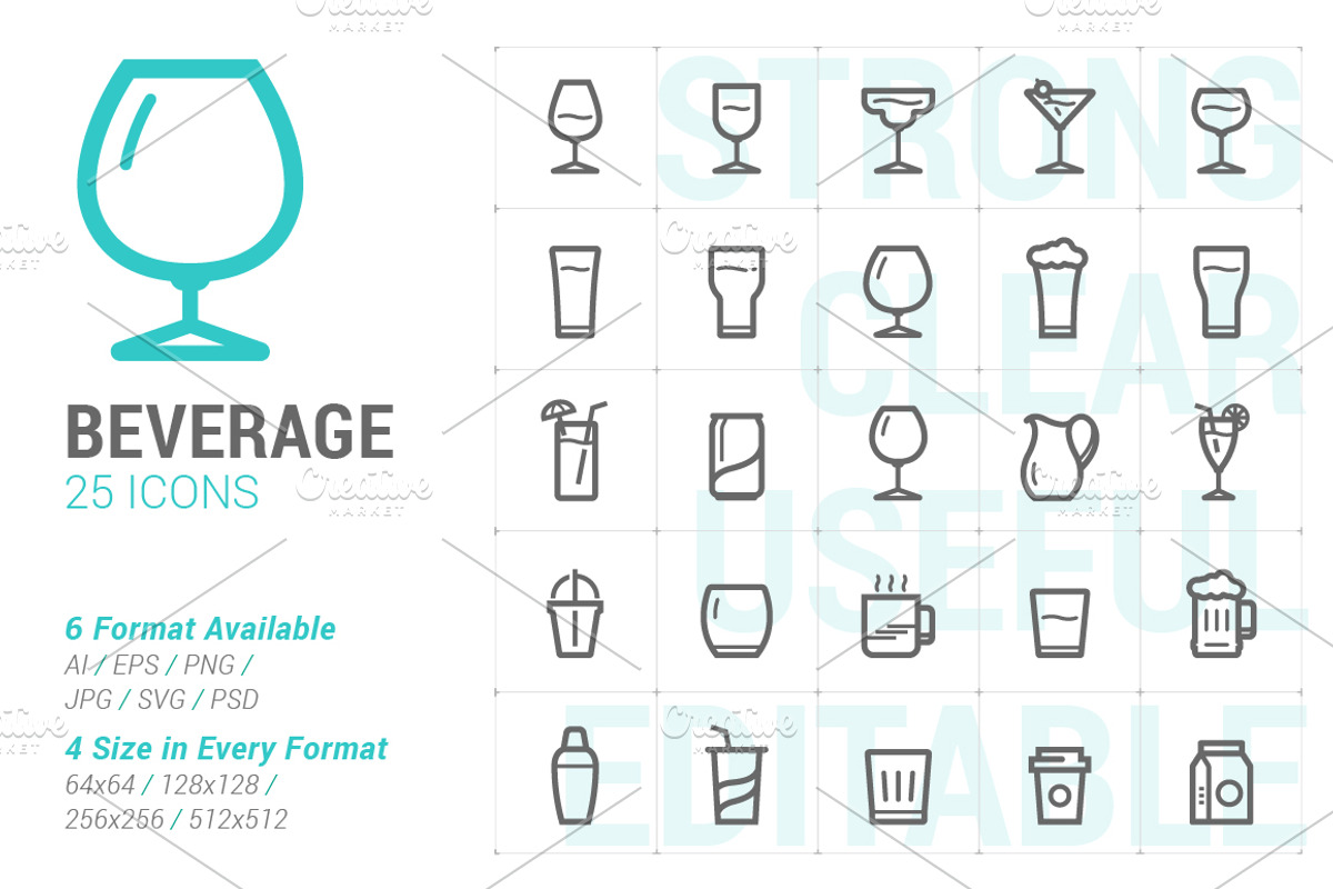 Beverage Mini Icon, an Outline Icon by WORAKAMON Design Studio