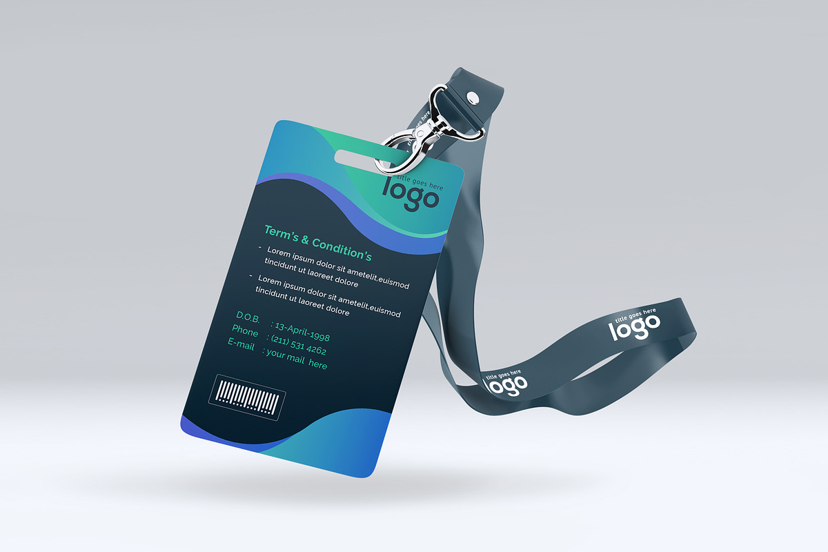 Beautiful Gradient Wavy ID Card, a Stationery Template by ZAAS