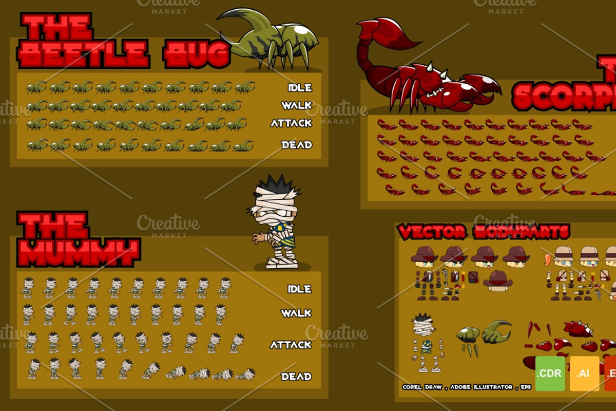 Adventure Game Sprites, an Illustration by pzUH | Creative Market