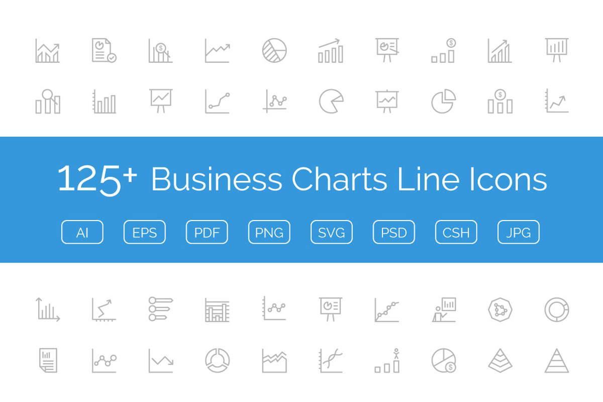 125+ Business Charts Line Icons, an Outline Icon by Creative Stall